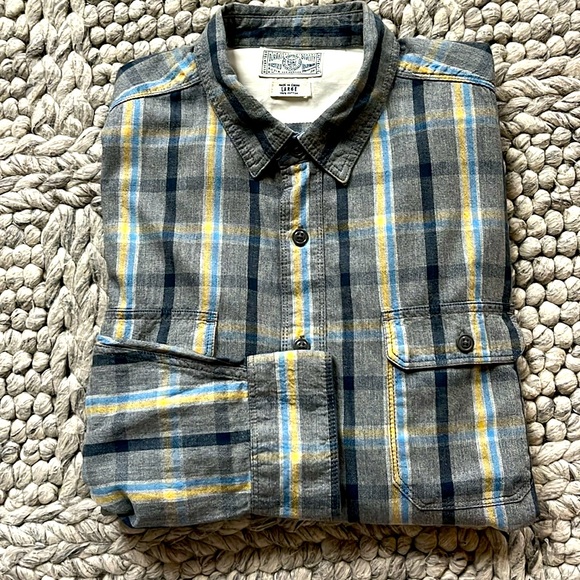 Lucky Brand | Shirts | Lucky Brand Dungarees Gray Plaid Flannel Shirt ...
